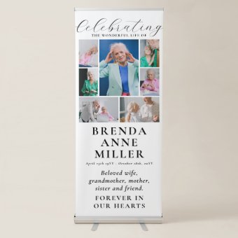 Elegant Photo Collage Memorial Funeral Tribute Retractable Banner | Zazzle