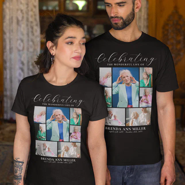 Elegant Photo Collage Memorial Funeral Tribute T-S T-Shirt | Zazzle
