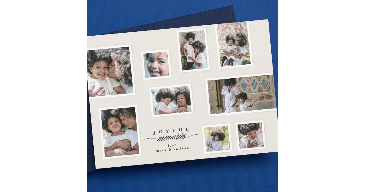 Elegant Photo Collage Modern Joyful Frames Holiday Card | Zazzle