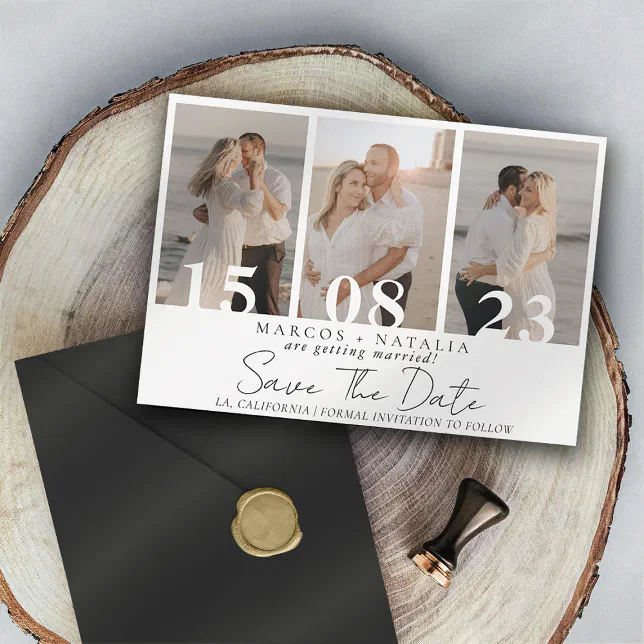 Elegant Photo Collage Save the Date Wedding Invitation | Zazzle