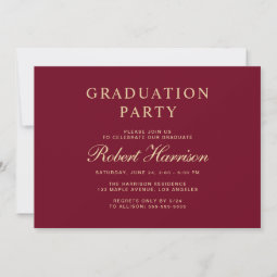 Elegant Photo College Burgundy Graduation Party Invitation | Zazzle