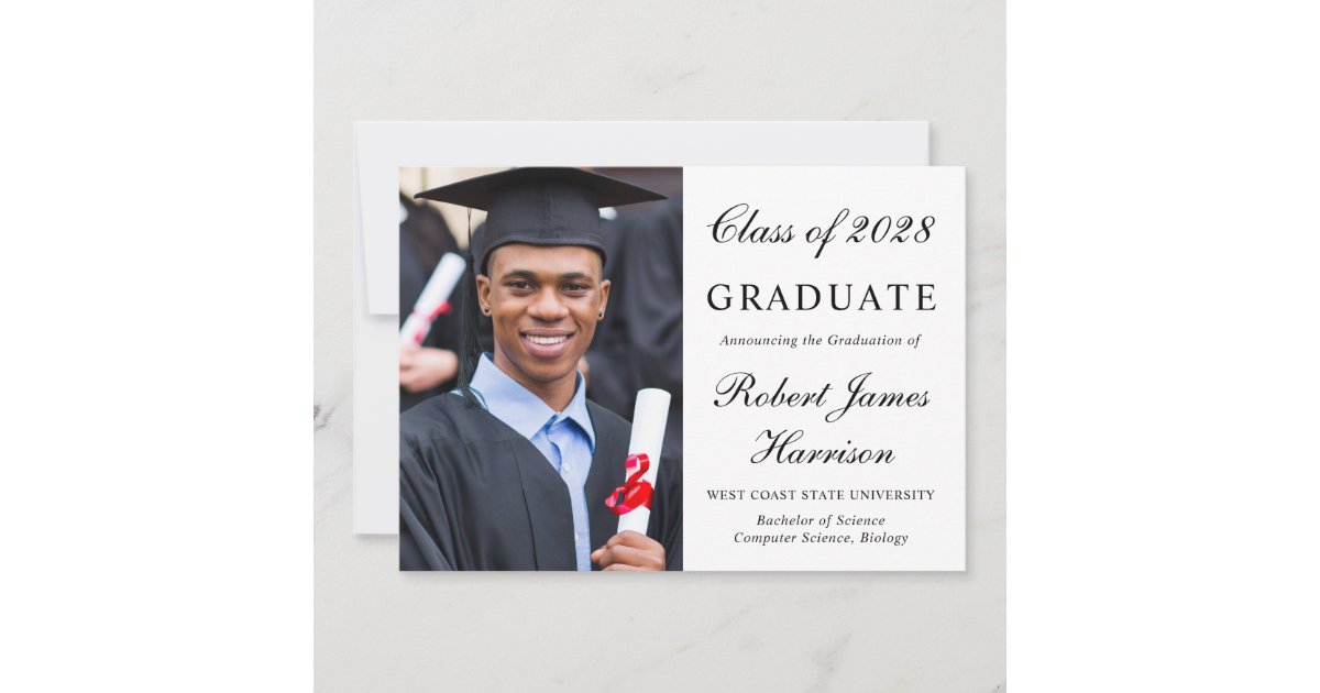 Elegant Photo College Graduation Announcement | Zazzle