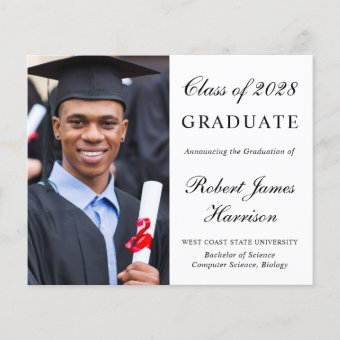 Elegant Photo College Graduation Announcement | Zazzle