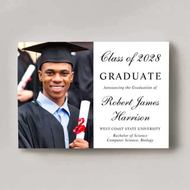 Elegant Photo College Graduation Announcement | Zazzle