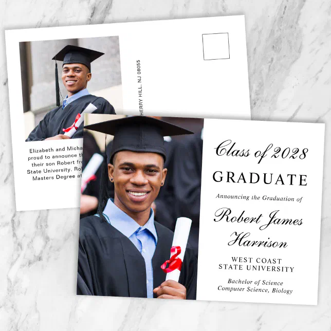 Elegant Photo College Graduation Announcement Postcard | Zazzle