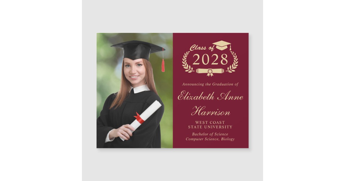 Elegant Photo College Graduation Magnet Card | Zazzle