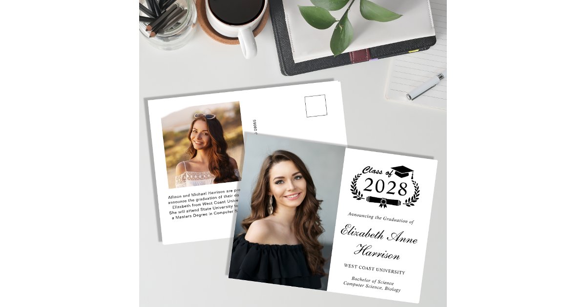 Elegant Photo College Graduation Postcard | Zazzle