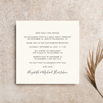 Elegant Photo Cream Wedding Reception Invitation | Zazzle