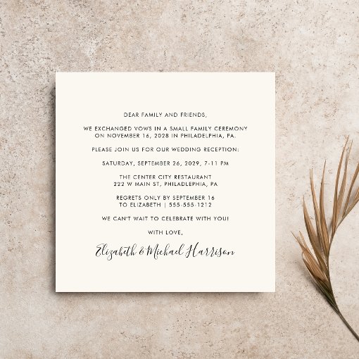 Elegant Photo Cream Wedding Reception Invitation | Zazzle