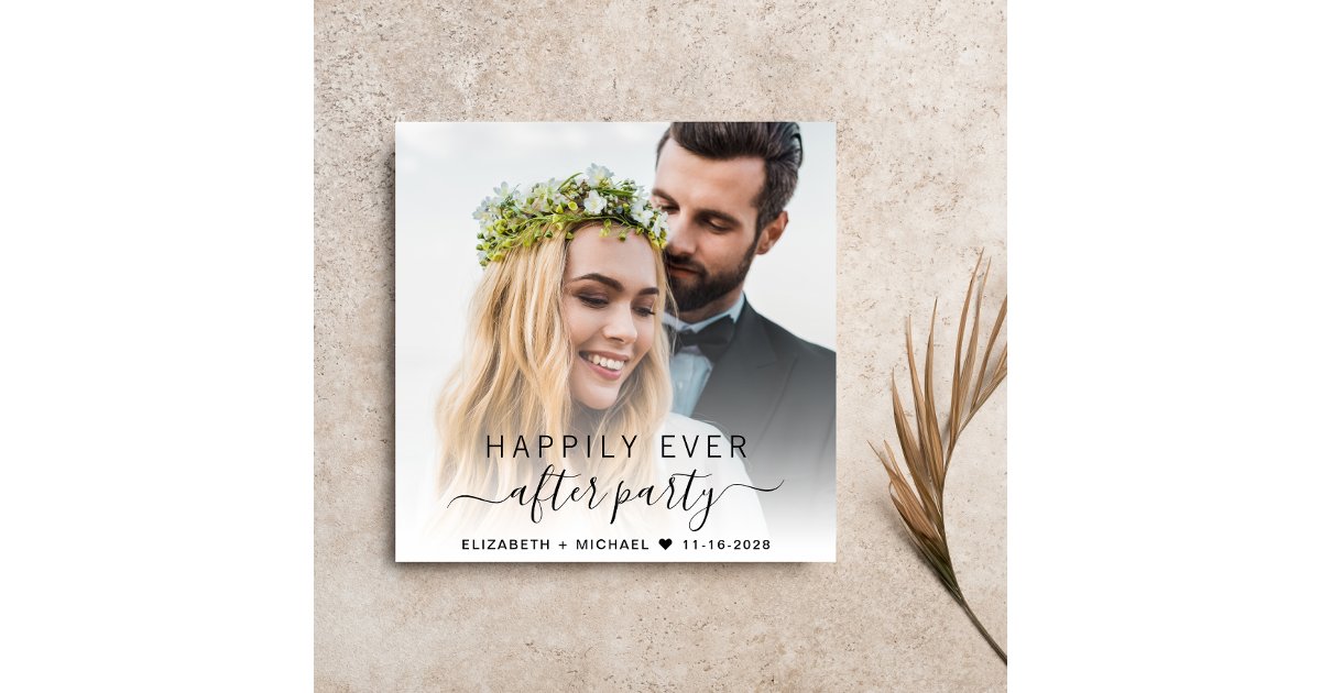 Elegant Photo Cream Wedding Reception Invitation | Zazzle