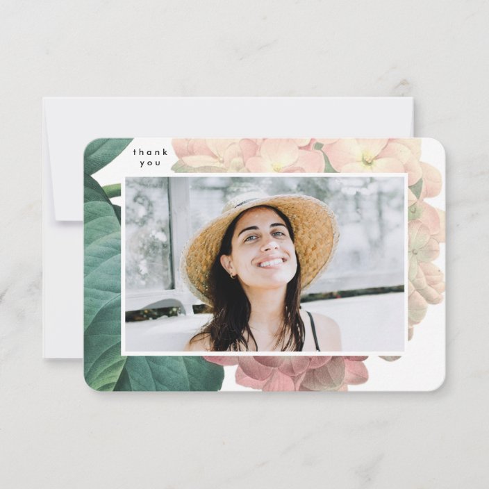 Elegant Photo Floral Senior College Grad Thank You Card | Zazzle.com