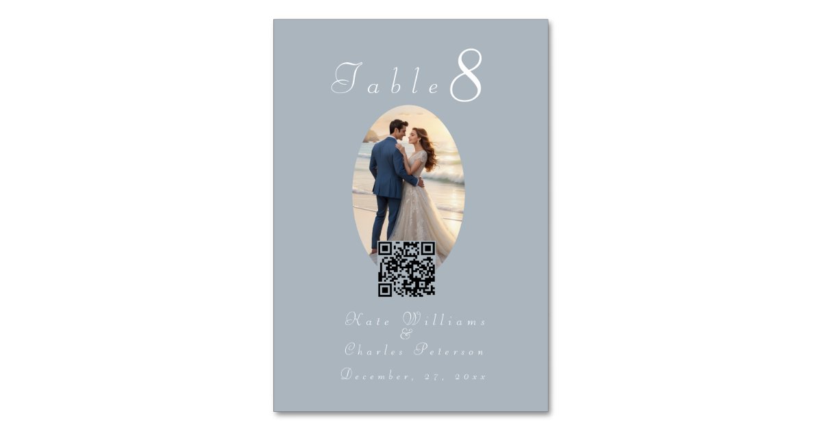 Elegant Photo frame Qr Code Table Card | Zazzle