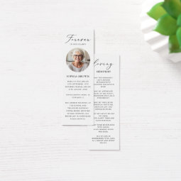 Elegant Photo Funeral Memorial Poem Bookmark Card | Zazzle