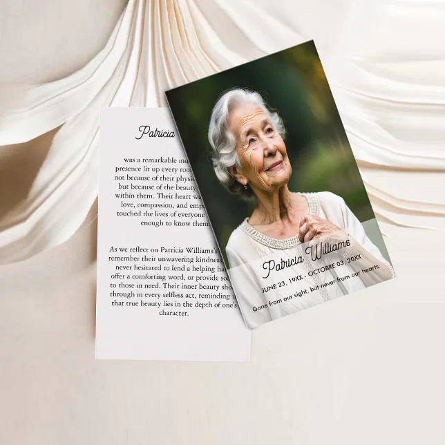 Elegant Photo Funeral Memorial prayer cards | Zazzle