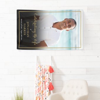 Elegant Photo Funeral Memorial Service Banner | Zazzle