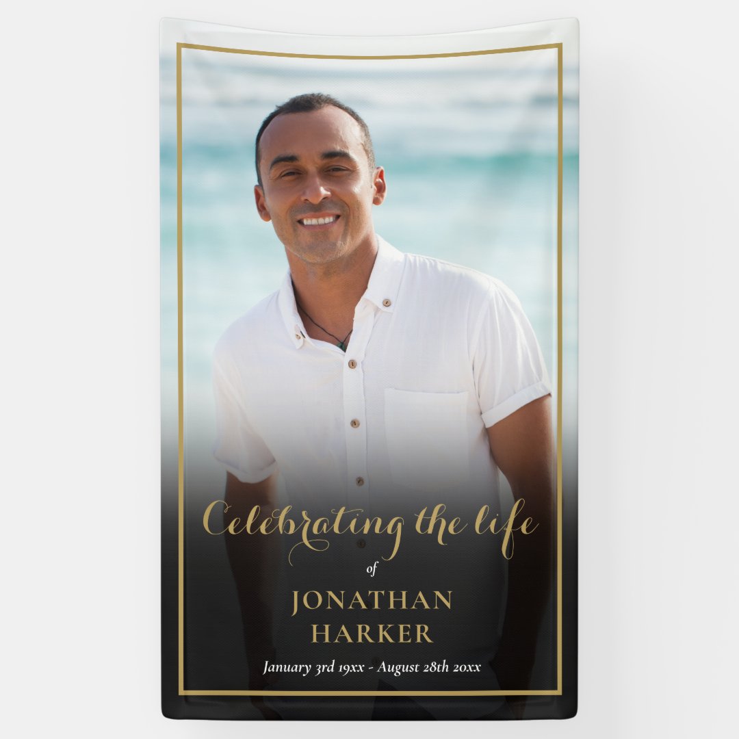 Elegant Photo Funeral Memorial Service Banner | Zazzle