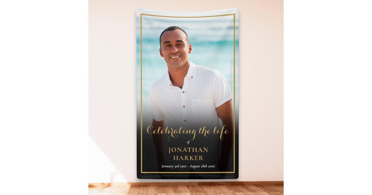 Elegant Photo Funeral Memorial Service Banner | Zazzle