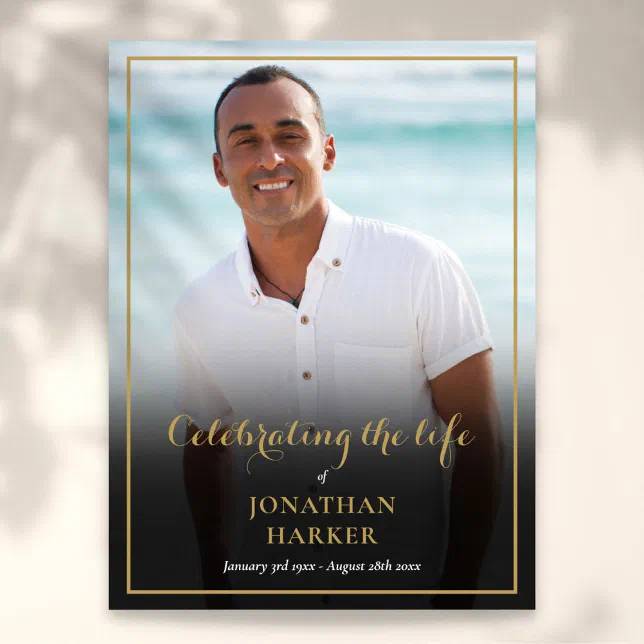 Elegant Photo Funeral Memorial Service Sign | Zazzle