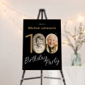 Elegant Photo Gold Black 100th Birthday Welcome Foam Board | Zazzle