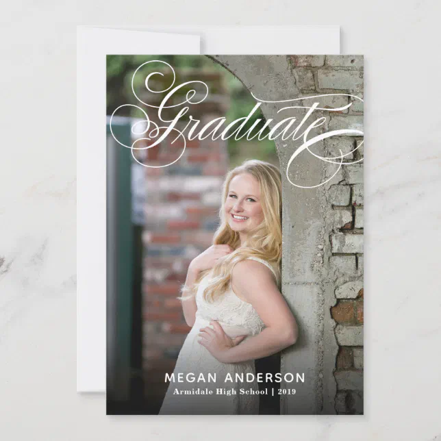 Elegant photo graduation announcement invitation | Zazzle