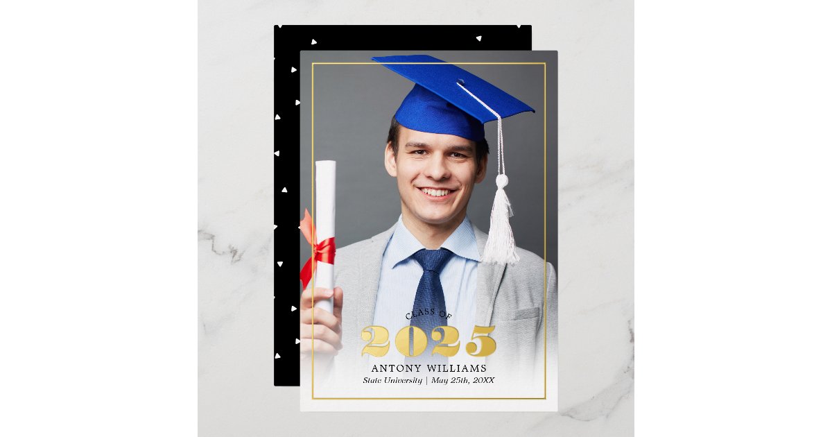 Elegant Photo Graduation Foil Invitation | Zazzle