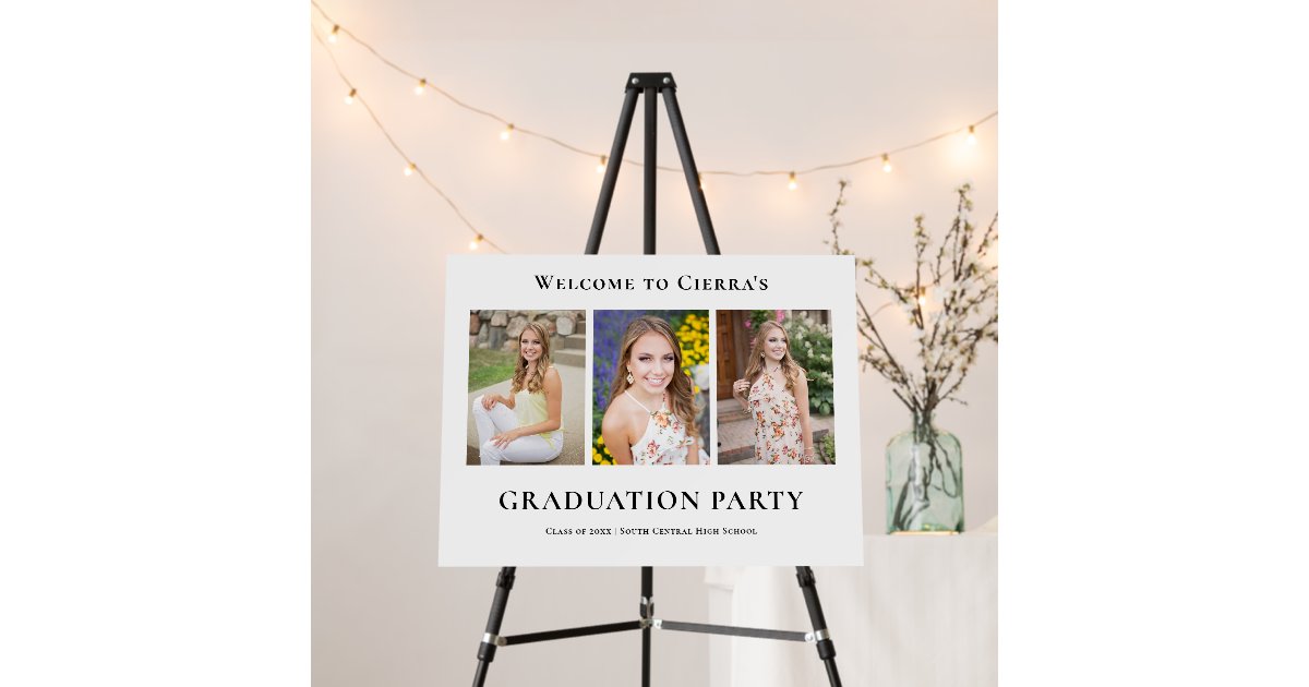 Elegant Photo Graduation Party Welcome Foam Board | Zazzle