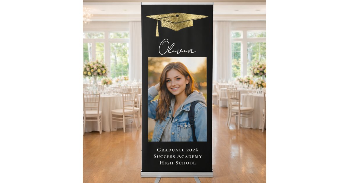 Elegant Photo Graduation Retractable Banner | Zazzle
