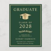 Elegant Photo Green College Graduation Party Invitation Postcard | Zazzle