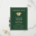 Elegant Photo Green College Graduation Party Invitation Postcard | Zazzle