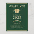 Elegant Photo Green College Graduation Party Invitation Postcard | Zazzle