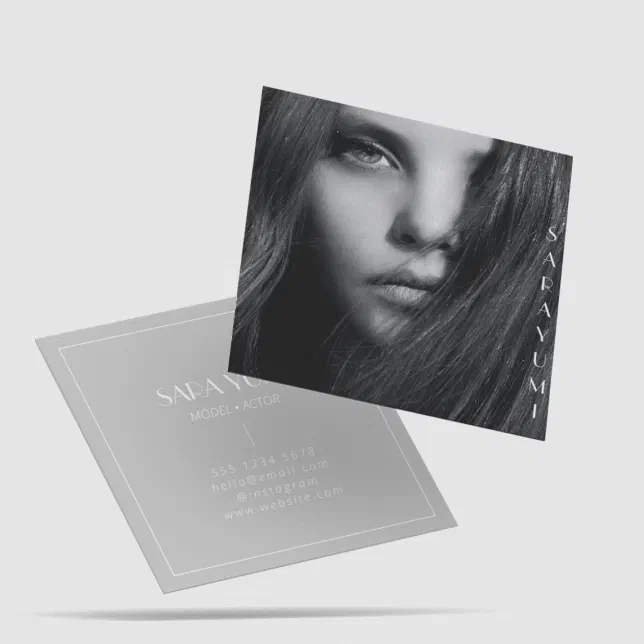 Elegant Photo Headshot Model Actress Theatre Frame Square Business Card ...