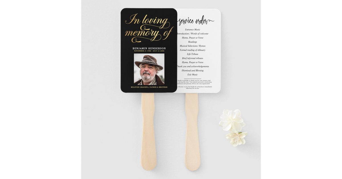 Elegant Photo In Loving Memory Funeral Hand Fan | Zazzle