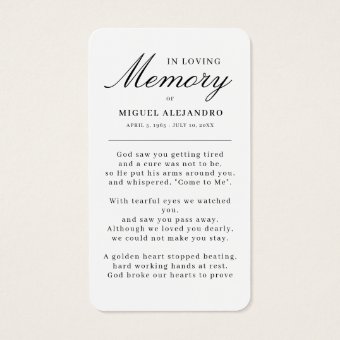 Elegant Photo In Loving Memory Sympathy Prayer | Zazzle