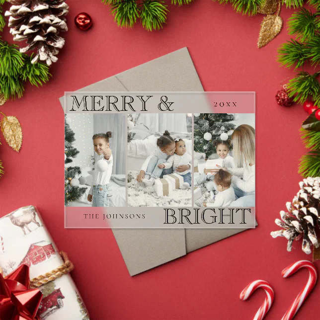 Elegant Photo | Merry and Bright Christmas Card Acrylic Invitations ...