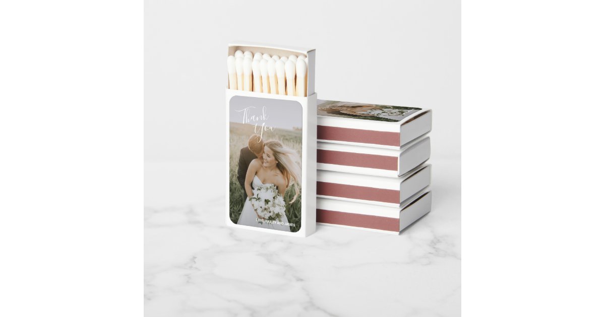 Elegant Photo Modern Wedding Matchboxes | Zazzle