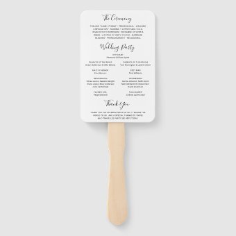 Elegant Photo Modern Wedding Program Hand Fan | Zazzle