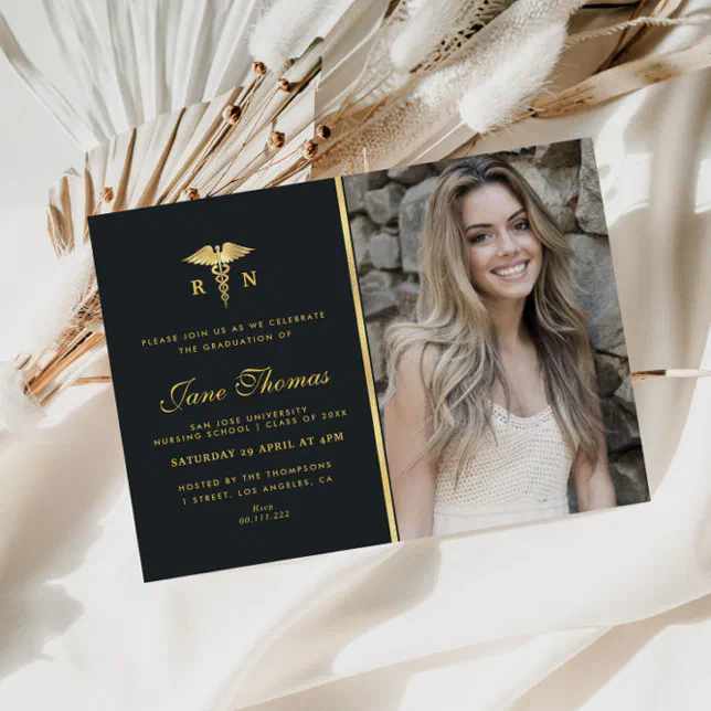Elegant photo Nursing school graduation party Invitation | Zazzle