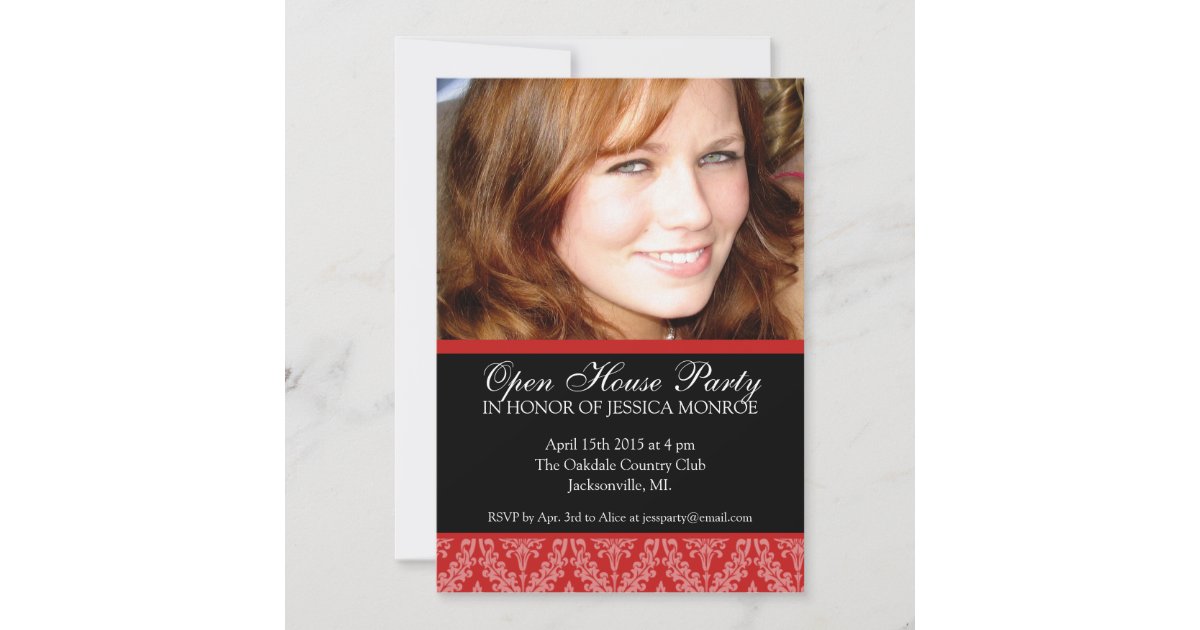 Elegant Photo Open House Graduation Invitation | Zazzle