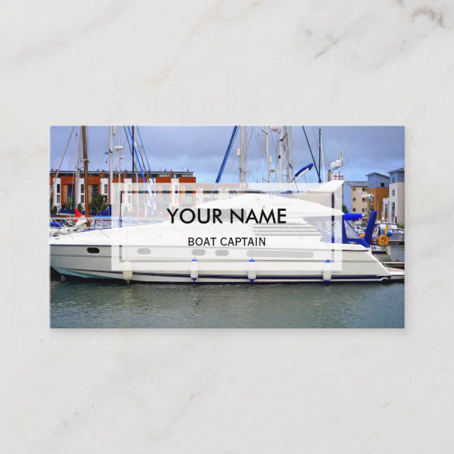 Elegant Photo Overlay | Boat Captain Business Card | Zazzle