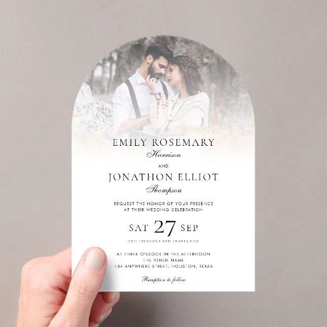 Elegant Photo Overlay Formal Wedding Acrylic Invitations | Zazzle