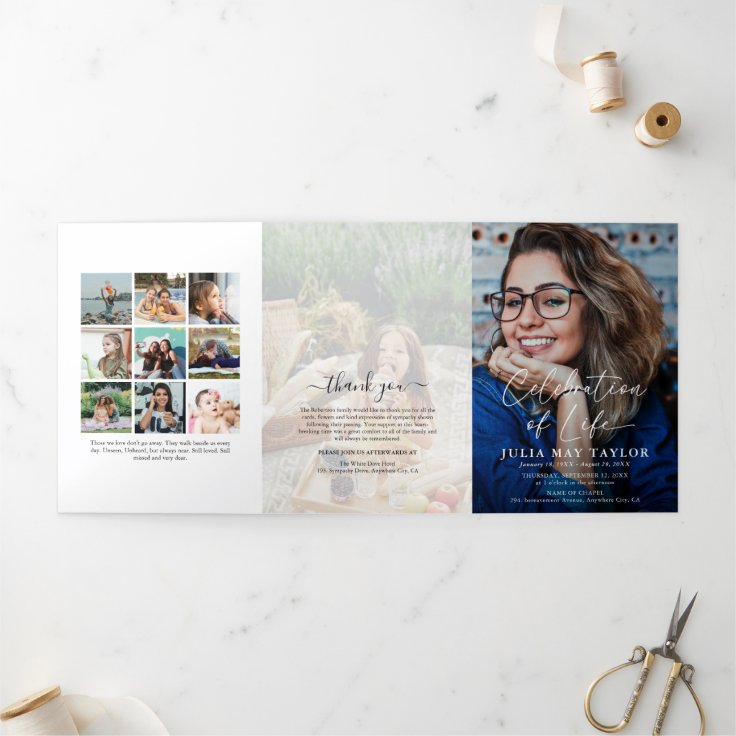Elegant Photo Overlay Funeral Memorial Program | Zazzle