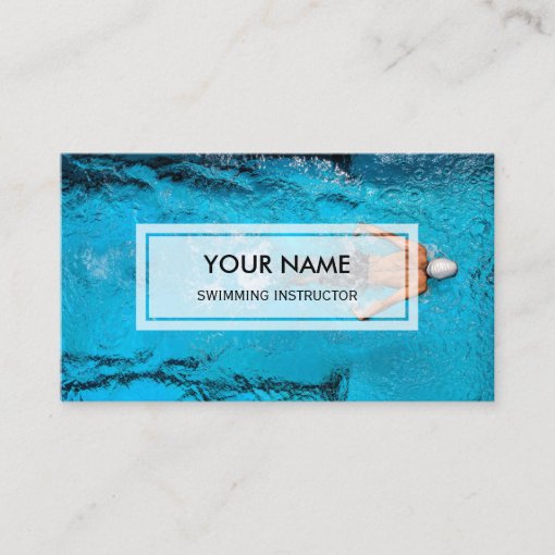Elegant Photo Overlay | Swimming Instructor Business Card | Zazzle