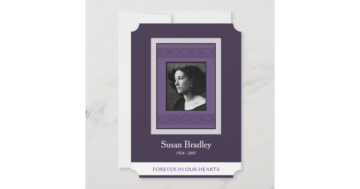Elegant Photo Purple Template Memorial Funeral | Zazzle
