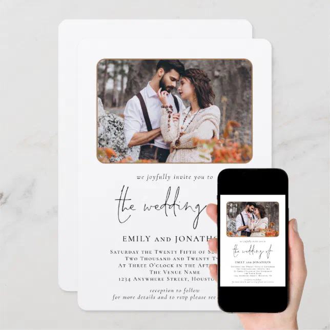 Elegant Photo QR Code Wedding Invitation | Zazzle