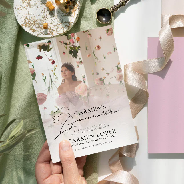 Elegant Photo Quinceanera Save The Date | Zazzle
