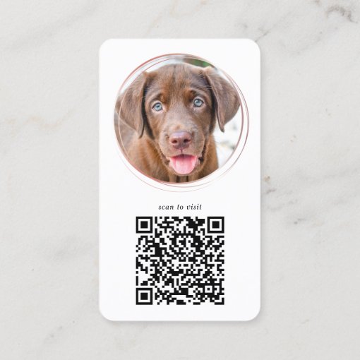 Elegant Photo Rose Gold Dog Pet Social Media Business Card | Zazzle