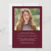 Elegant Photo Script Burgundy Graduation Party Invitation | Zazzle