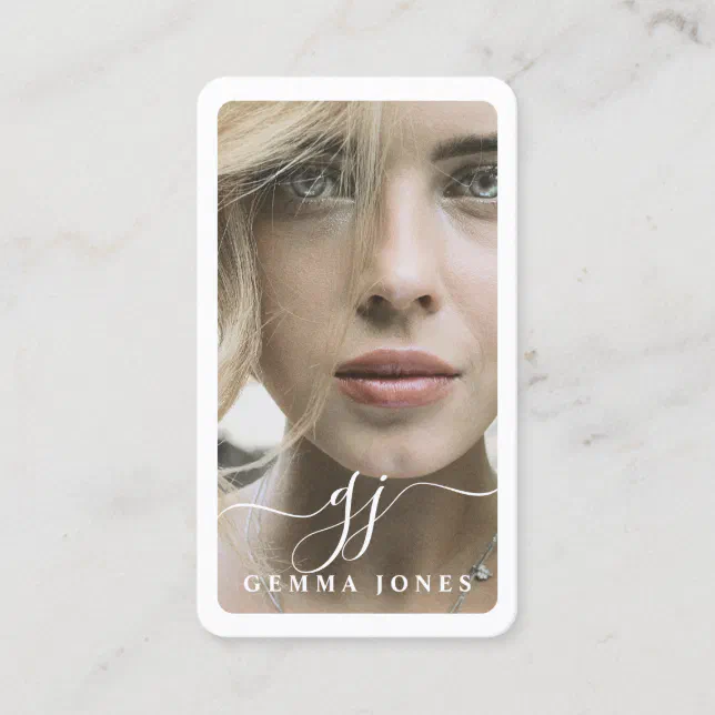 Elegant Photo Script Calligraphy Monogram Business Card | Zazzle