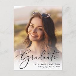 Elegant Photo Script Graduation Party Invitation | Zazzle