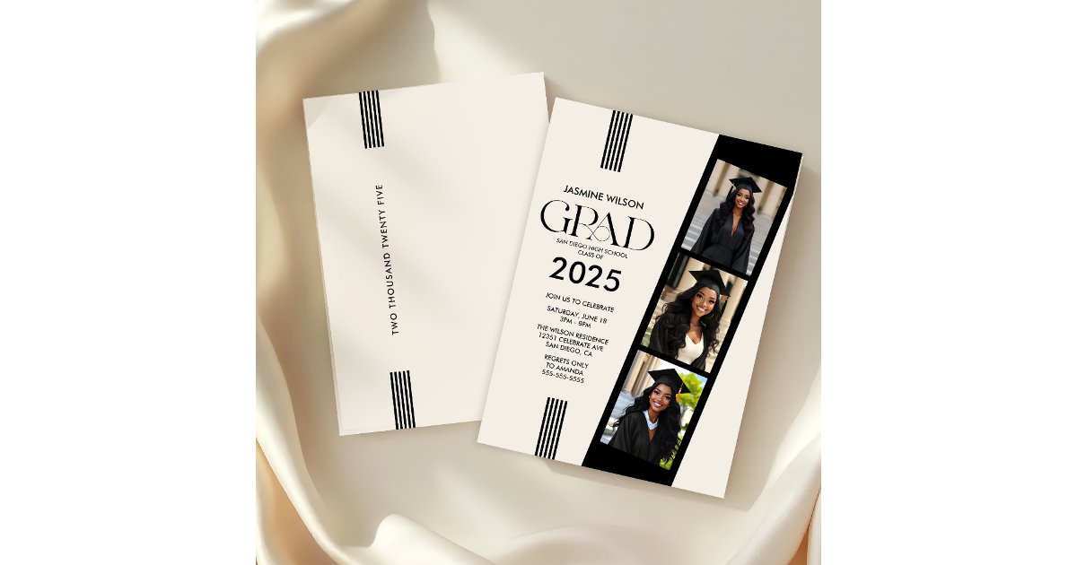 Elegant Photo Strip Graduation Party Invitation | Zazzle